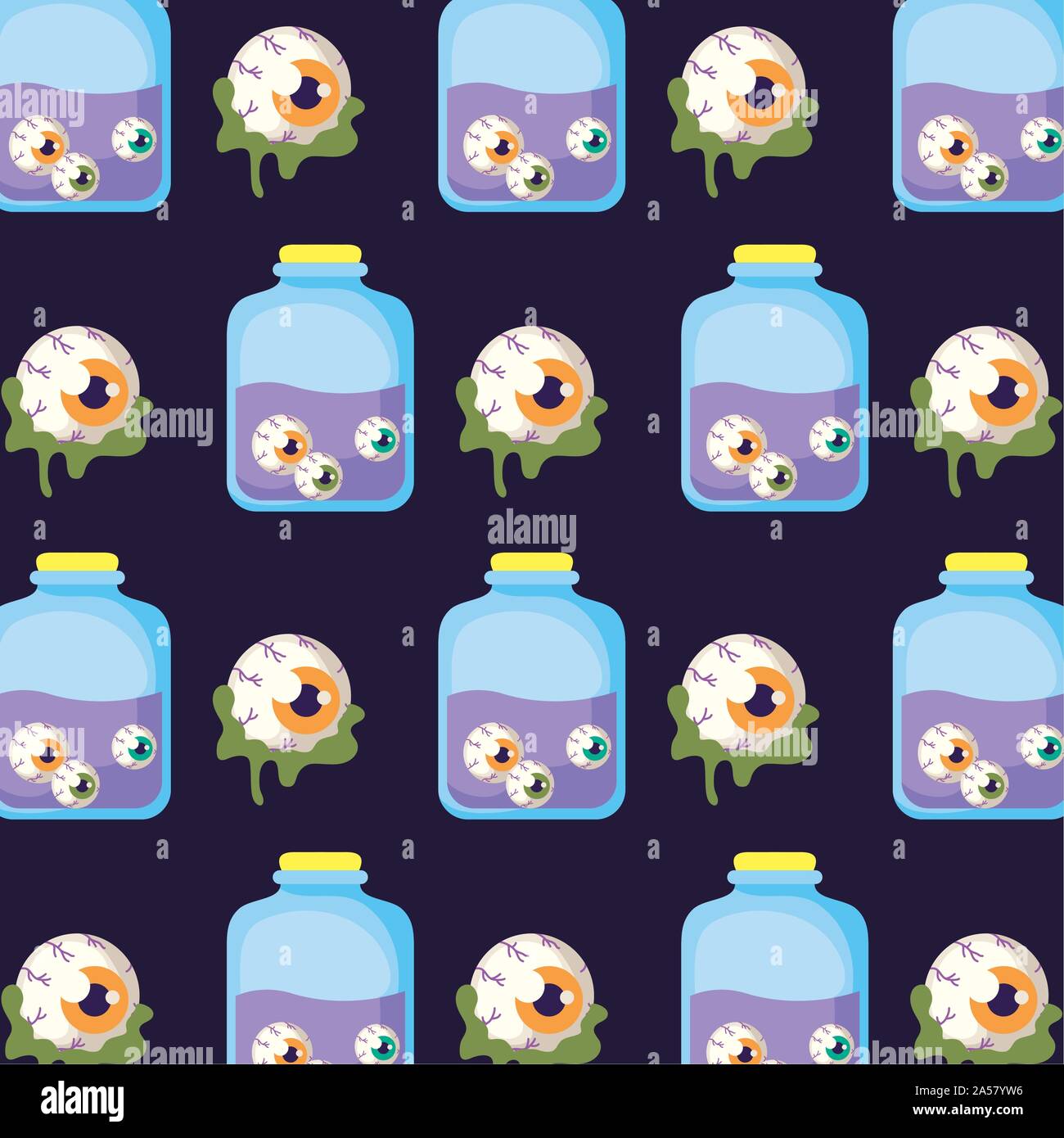 pattern of jar with eyes scary halloween vector illustration design ...