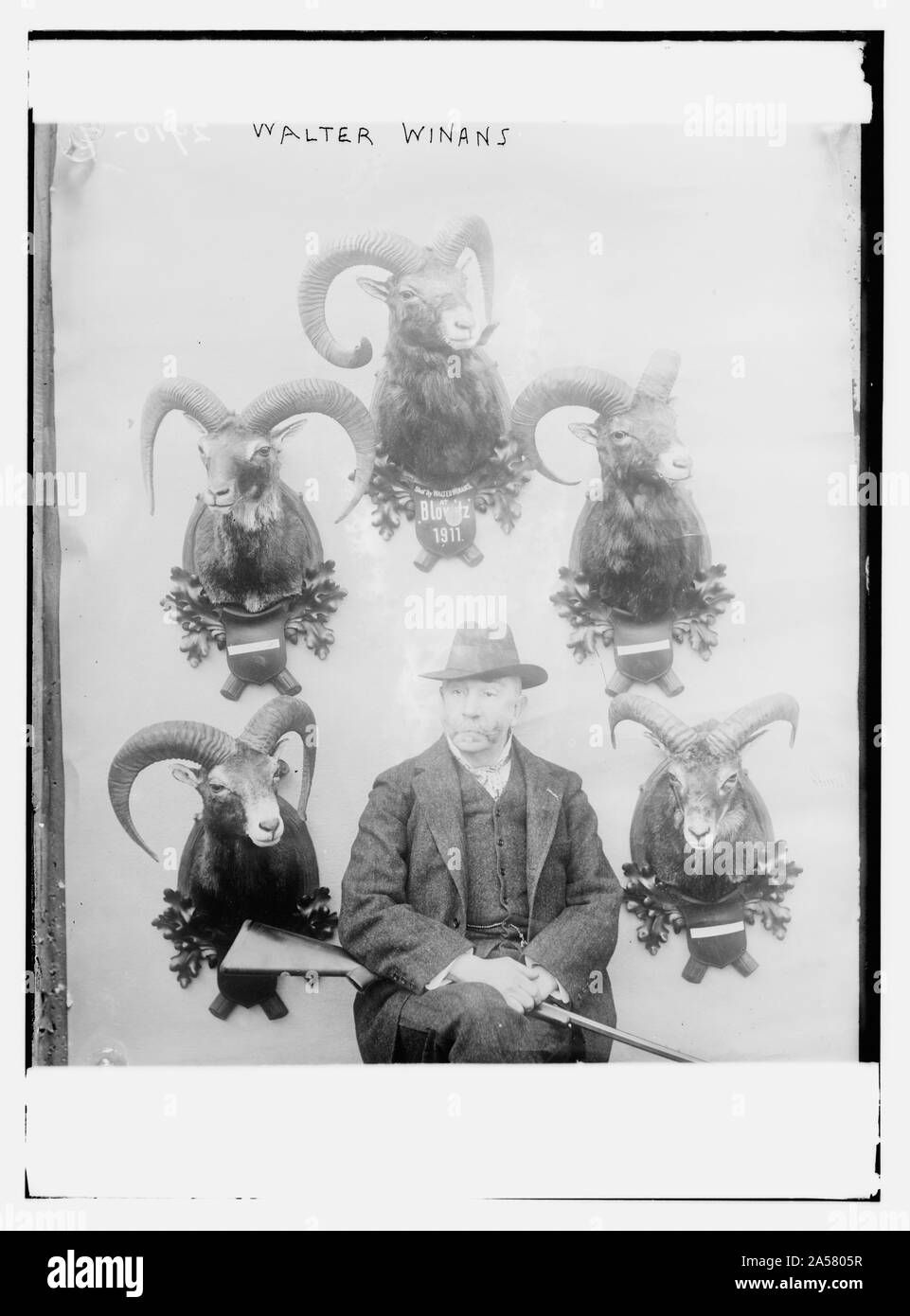 Walter Winans [with Mt. Sheep head trophies] Stock Photo - Alamy