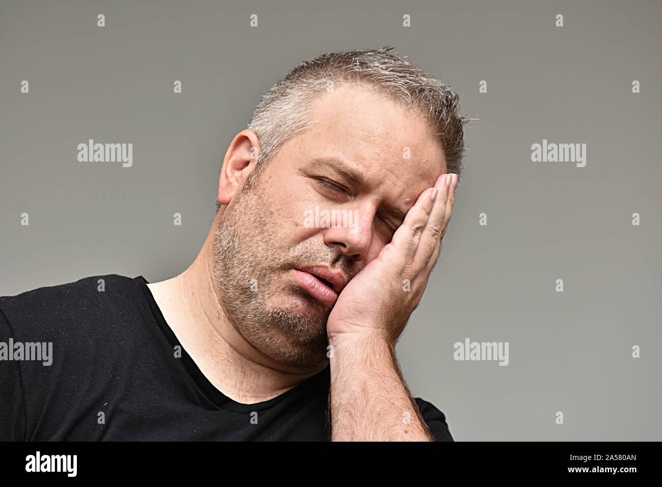 Tired Overweight Male Man Stock Photo - Alamy