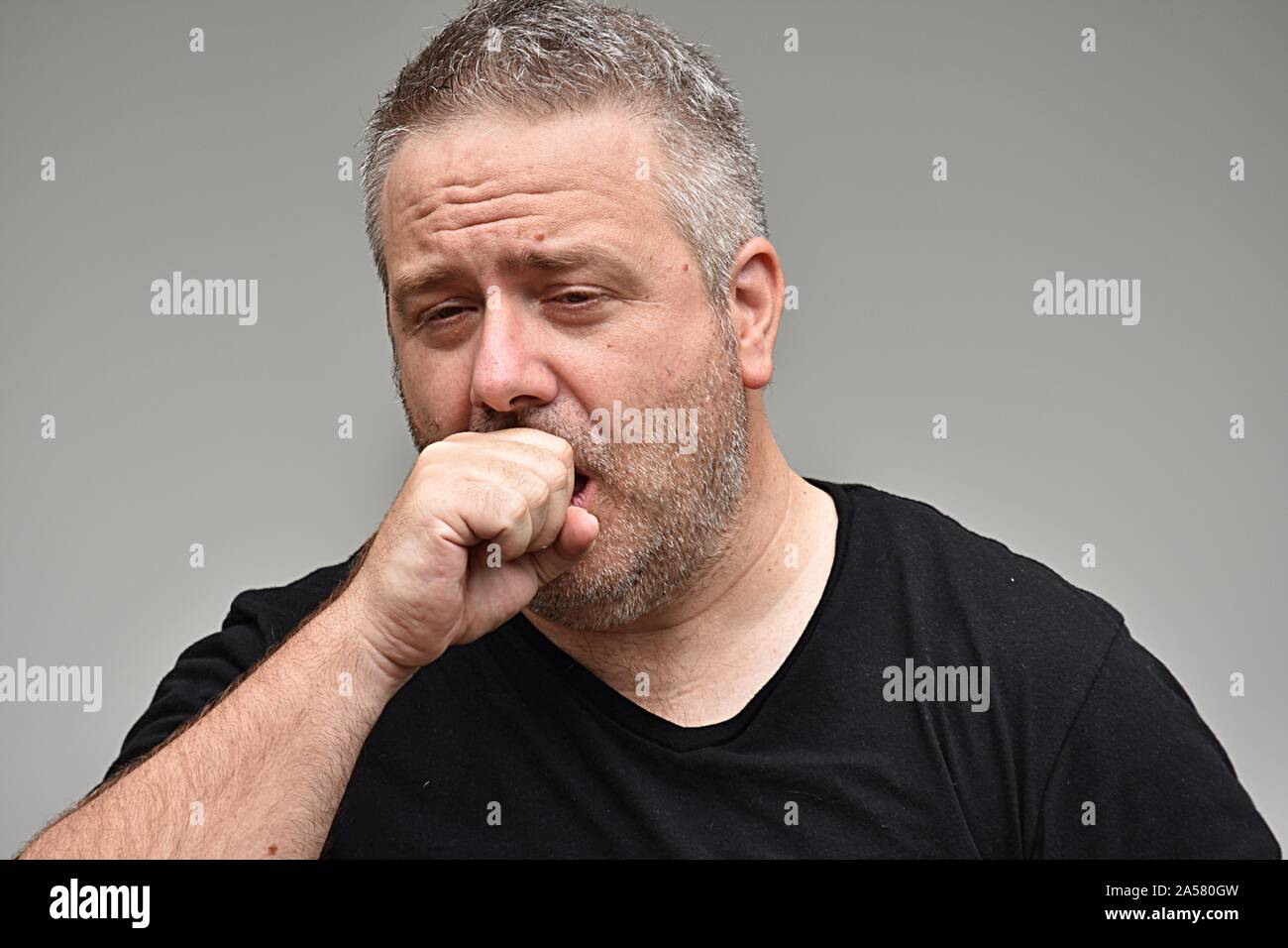 An Adult Male Coughing Stock Photo - Alamy
