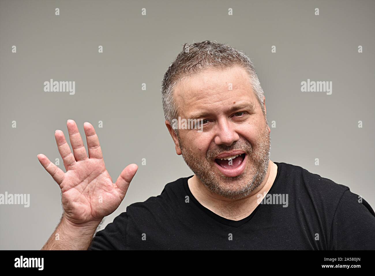 White Man Greeting Stock Photo - Alamy