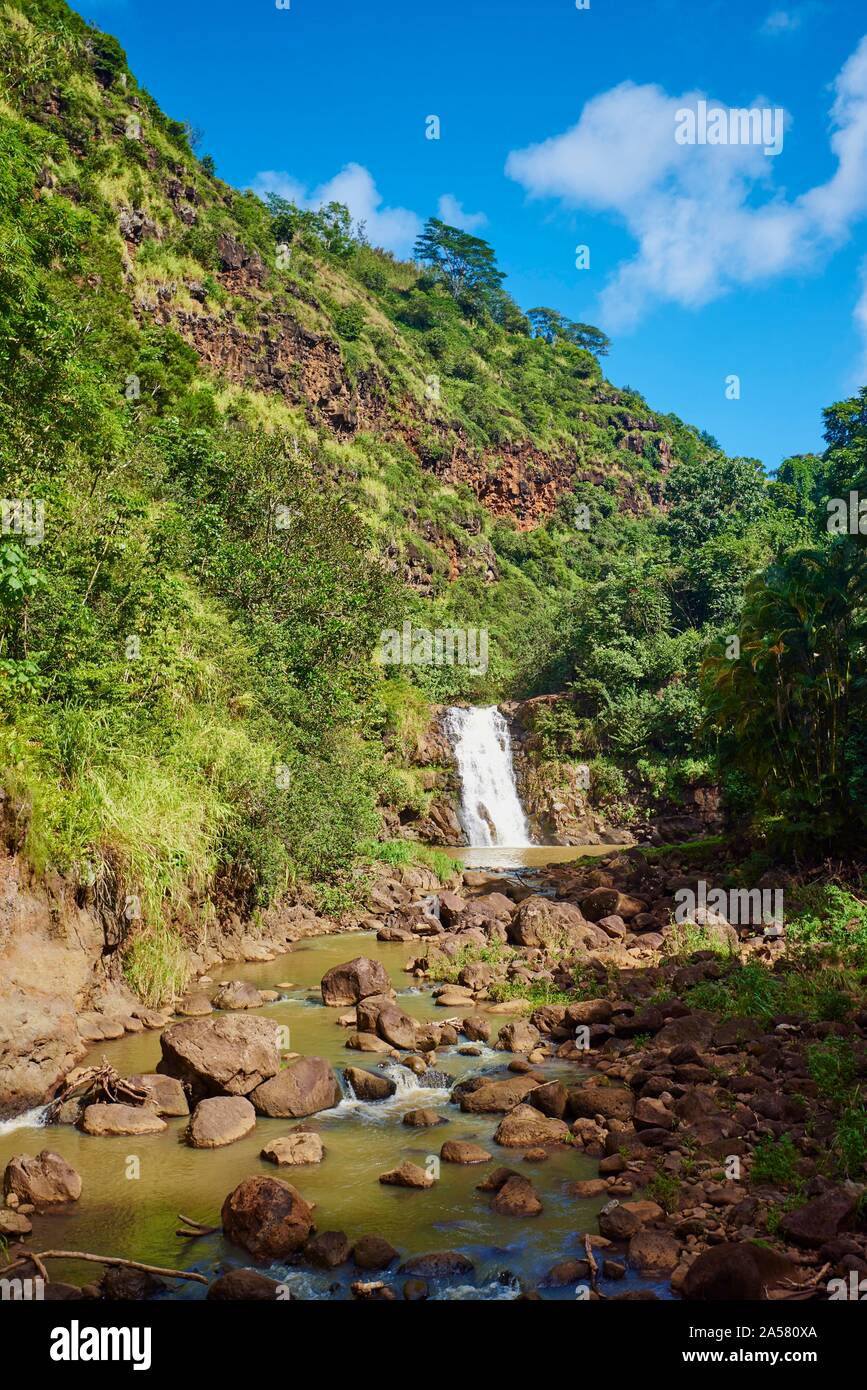 Waimea Falls in the Waimea Valley, Hawaiian Island Oahu, O'ahu, Hawaii ...