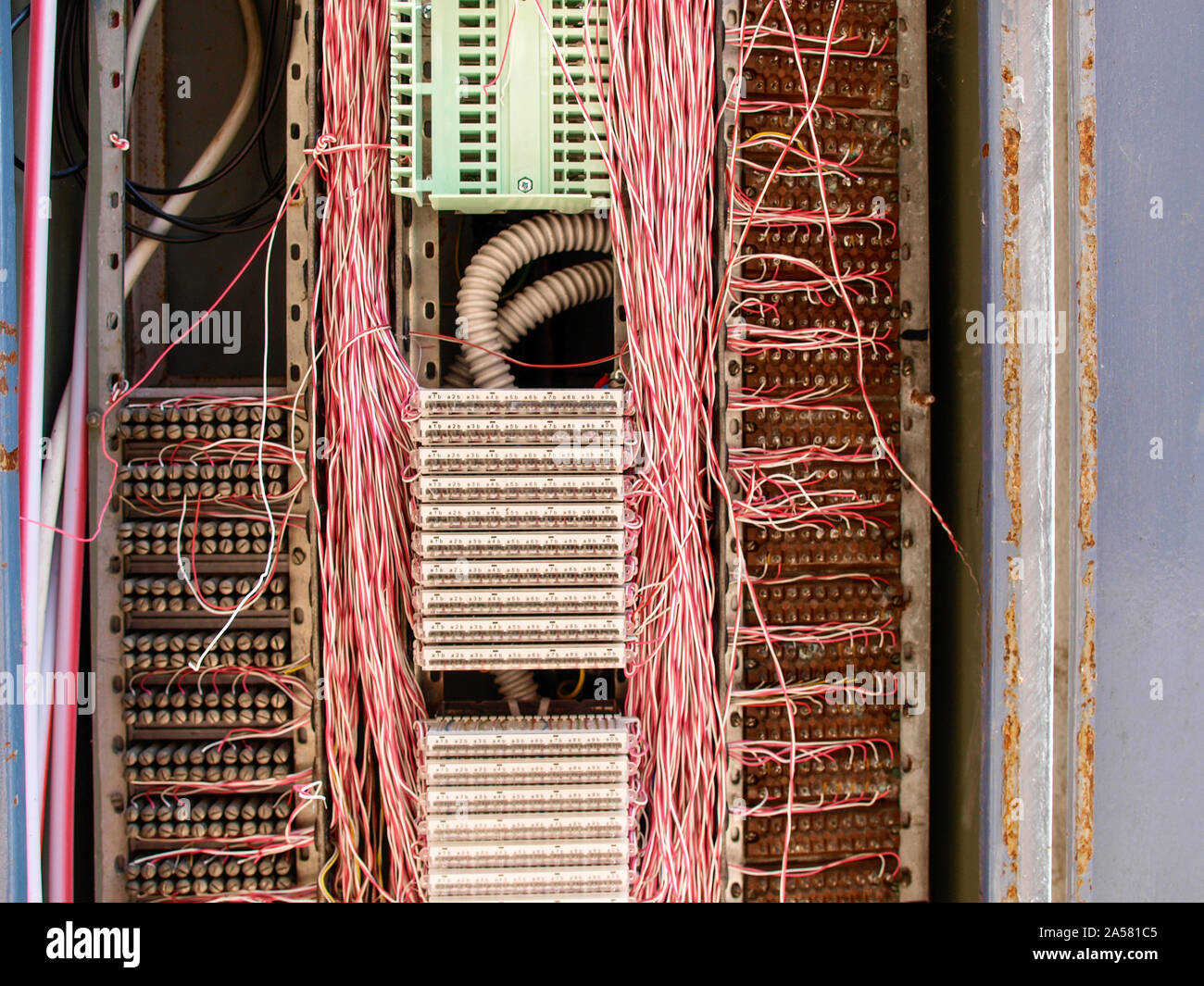 Urbino, Italy - August 19, 2017: electrical panel with connections ...