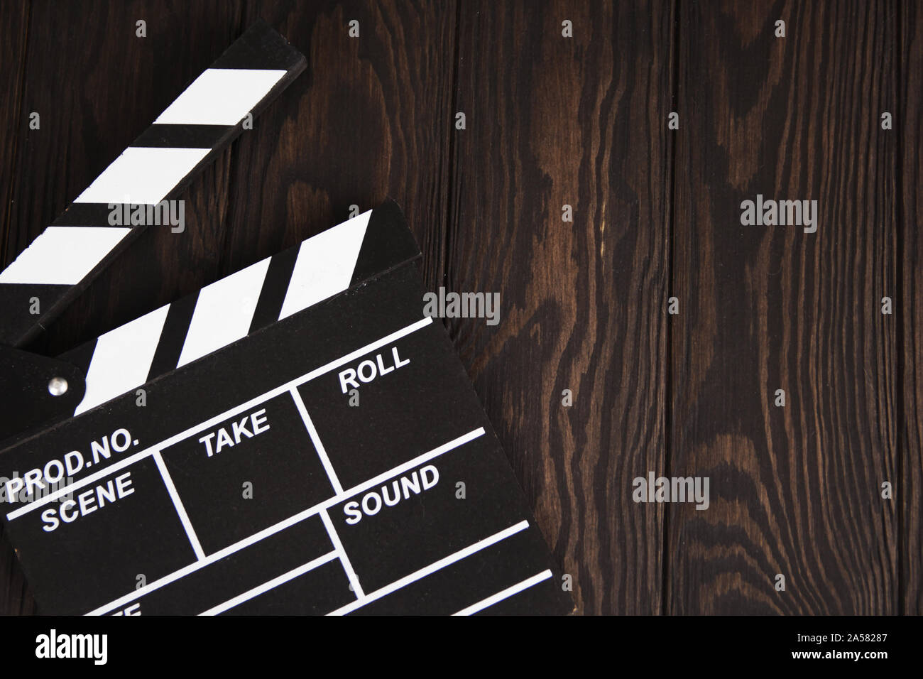 Clapperboard on wood concept the film industry, movie, film, Golden ...