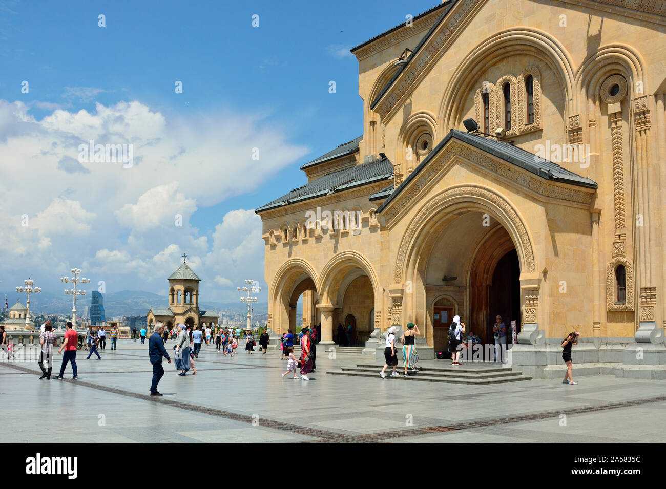 Holy Trinity Cathedral (Tsminda Sameba) of Tbilisi. Georgia, Caucasus ...