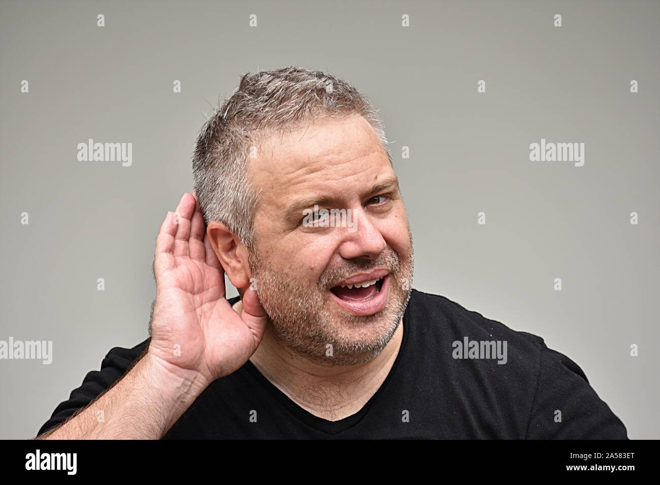 Caucasian Person Listening Stock Photo - Alamy