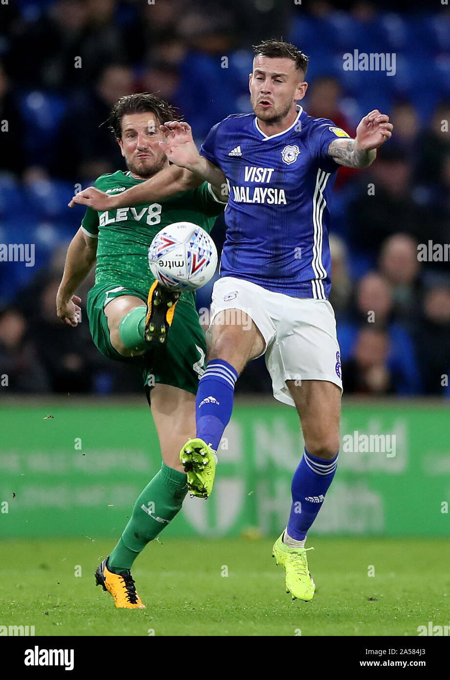 Cardiff City's Joe Ralls (right) and Sheffield Wednesday's Sam ...