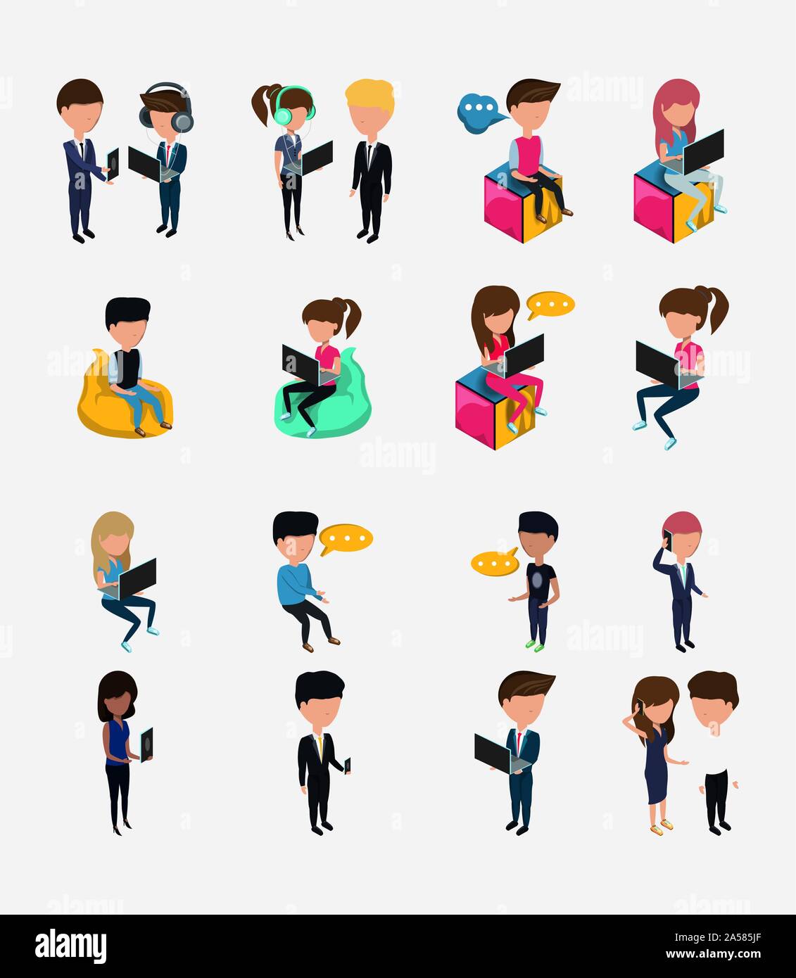 a collection of people without a face vector illustration design Stock ...
