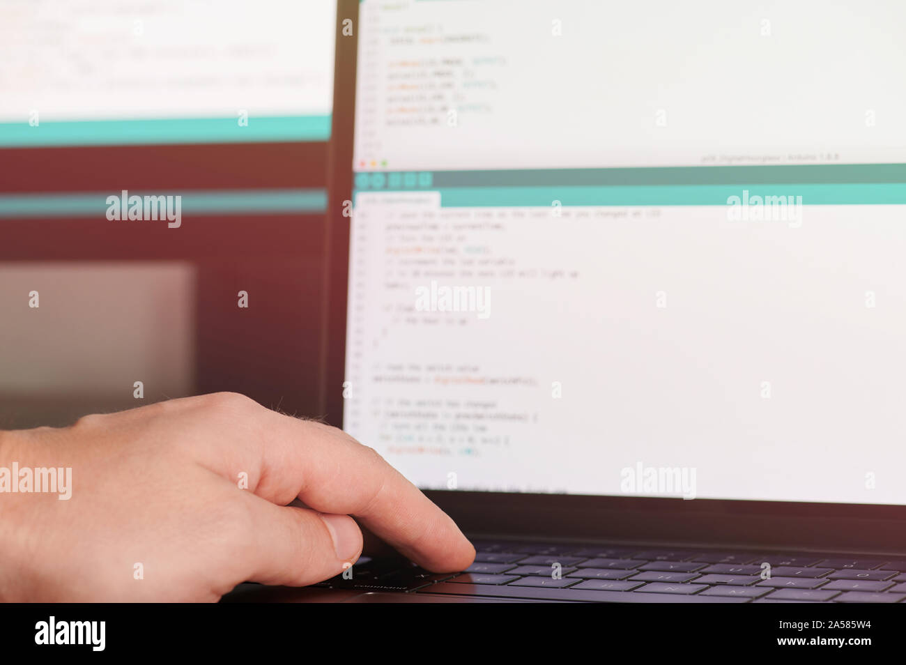 Programmer hands on laptop keyboard close up view Stock Photo - Alamy Programmer hands on laptop keyboard close up view Stock Photo - Alamy