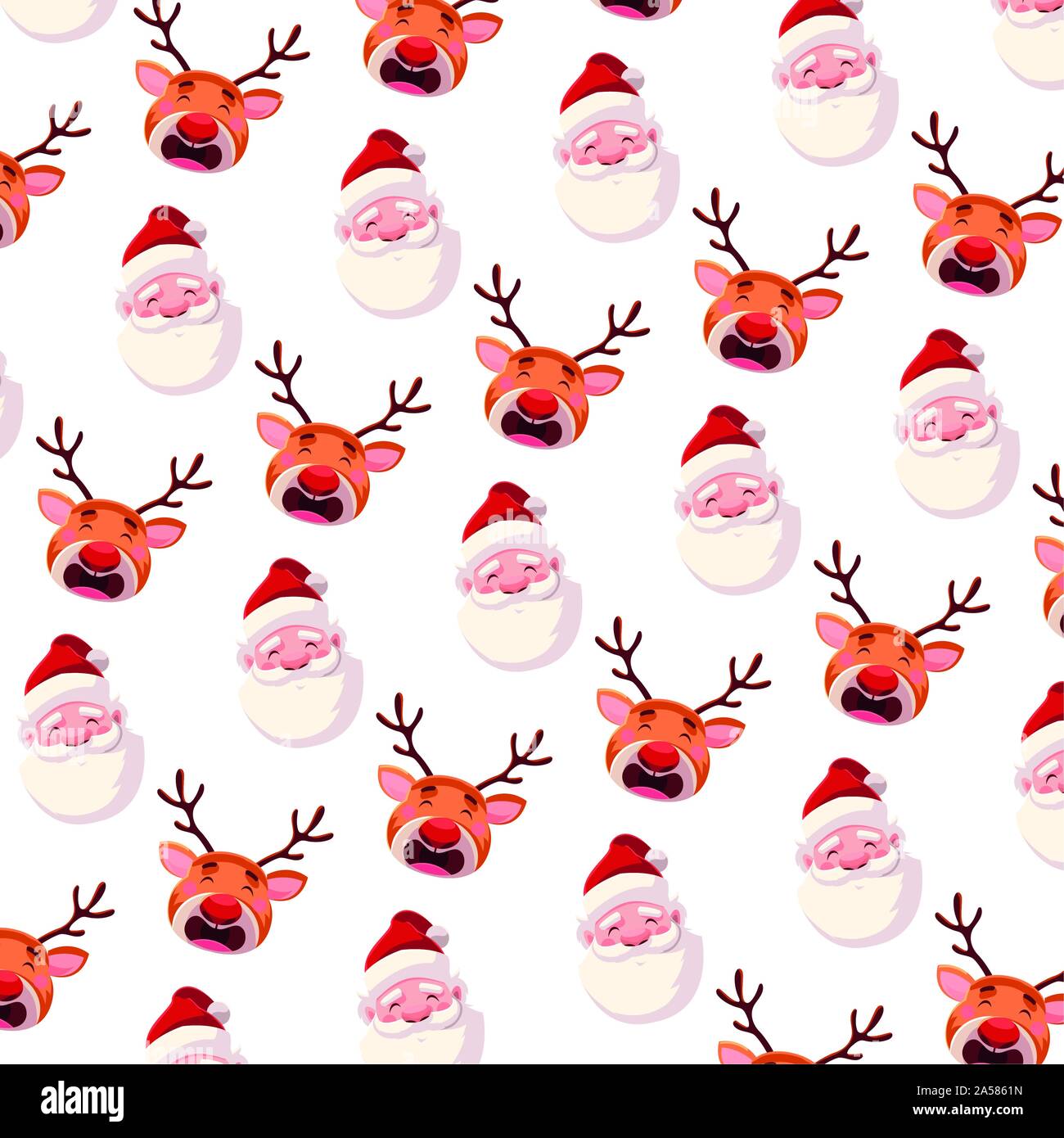 pattern of santa claus with reindeer on white background vector ...