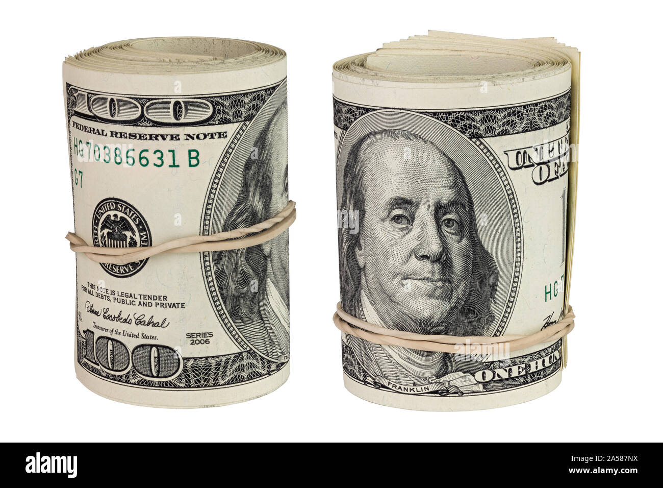 100 dollar bill rolled up Cut Out Stock Images & Pictures - Alamy