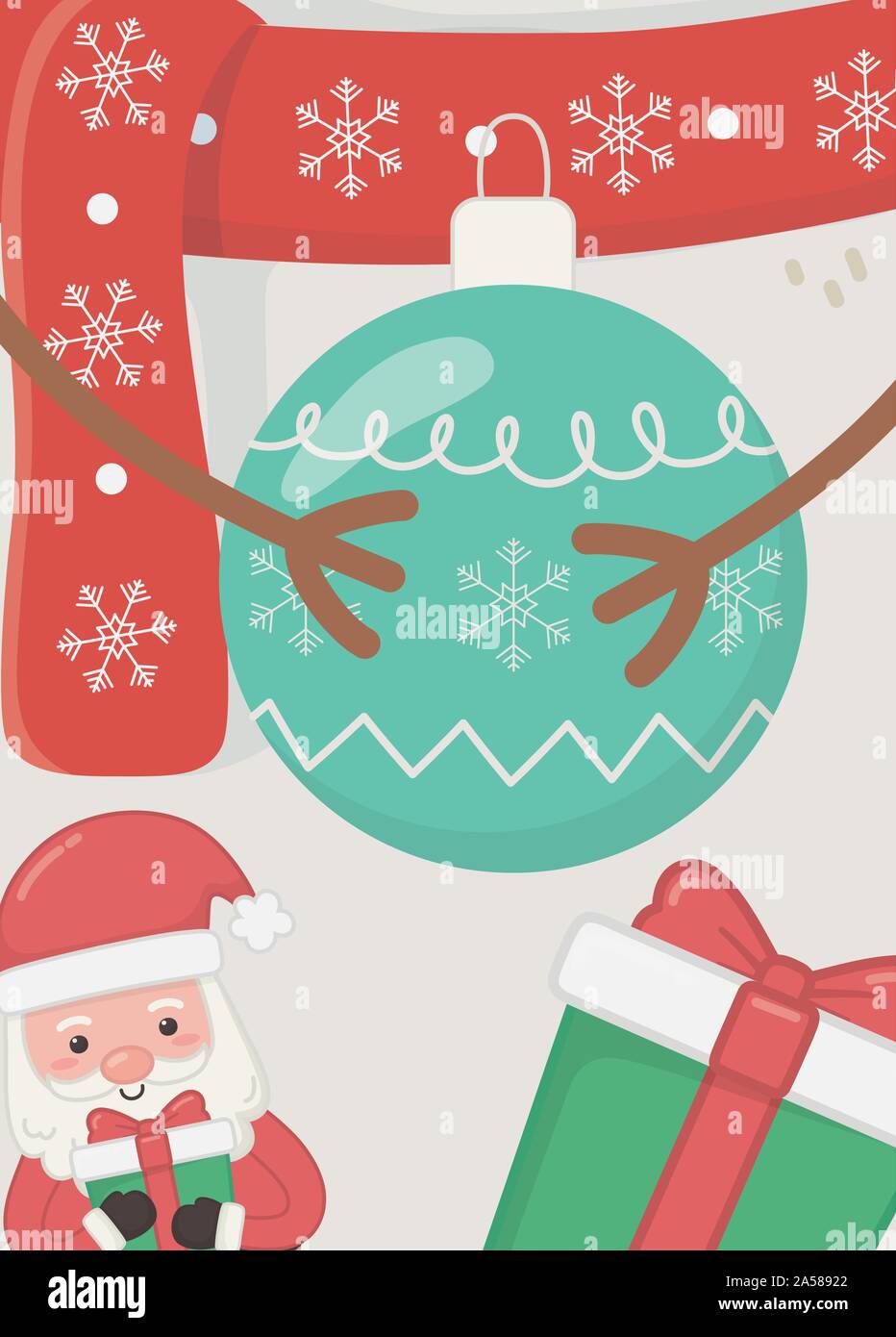 santa hands snowman with ball merry christmas card vector illustration ...