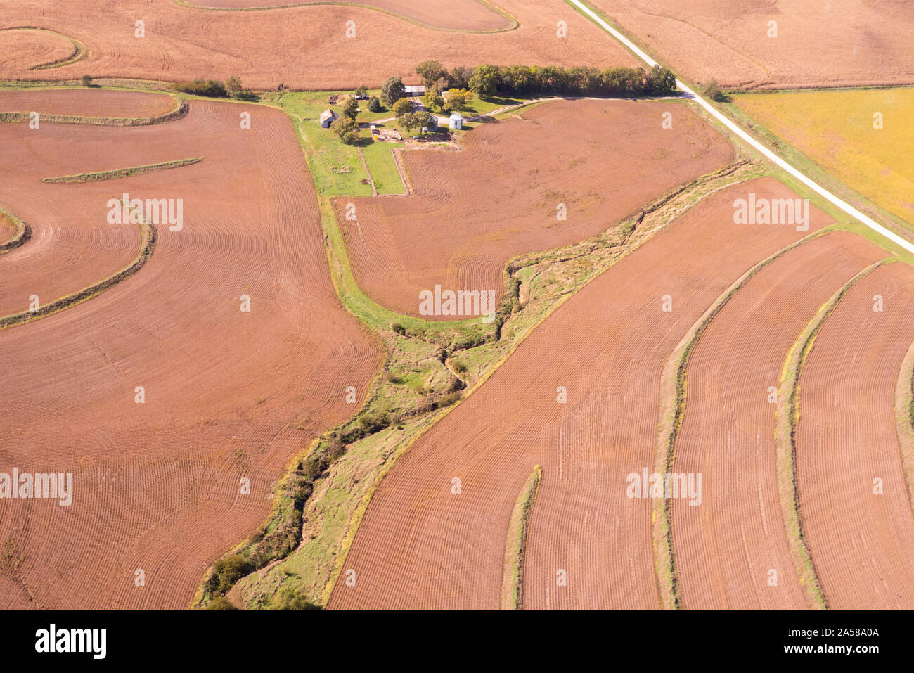 Aerial photograph of rural farmland in Montgomery County, Iowa, USA ...