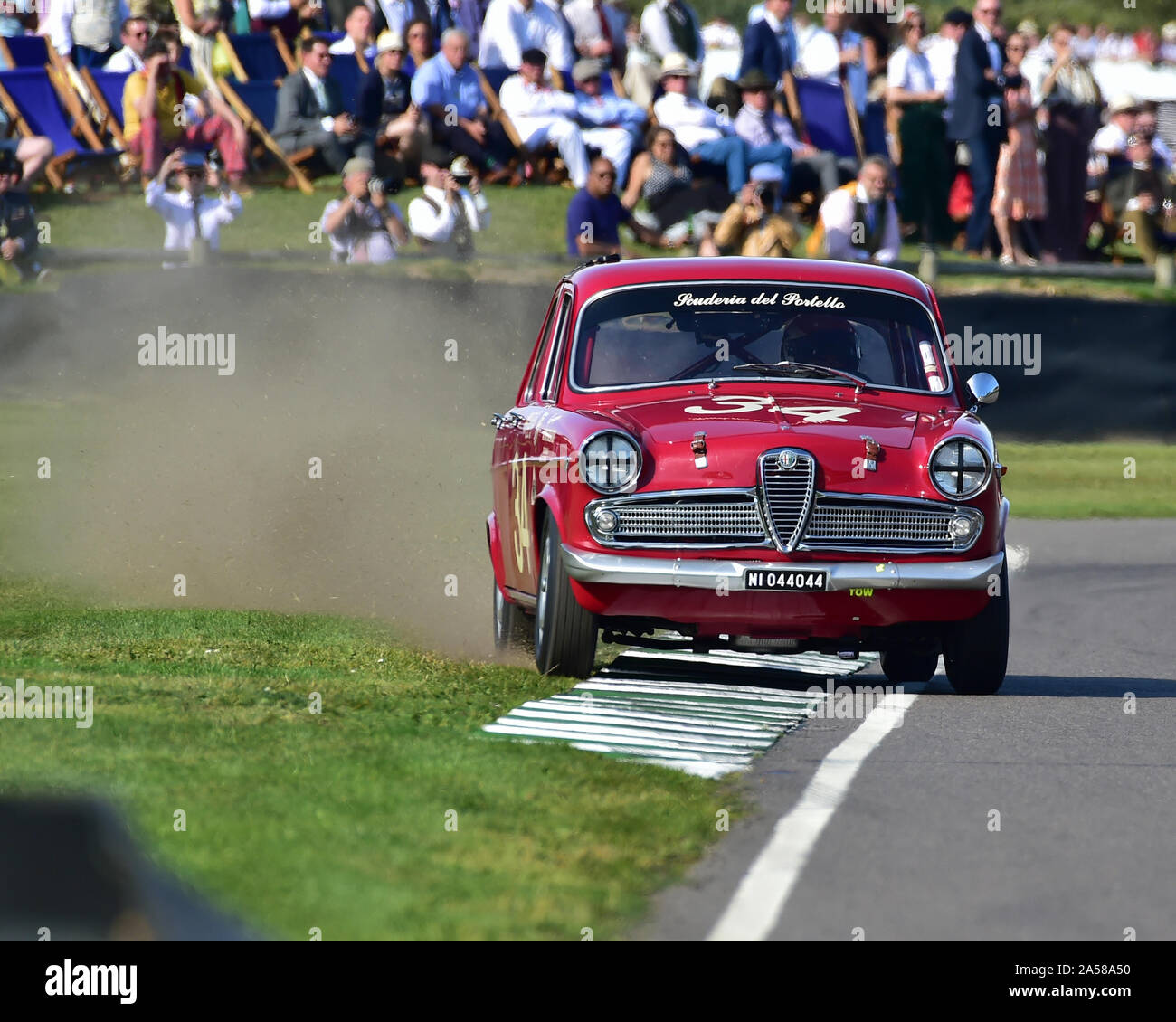 Taking to the grass, Emanuele Pirro, Richard Meaden, Alfa Romeo ...