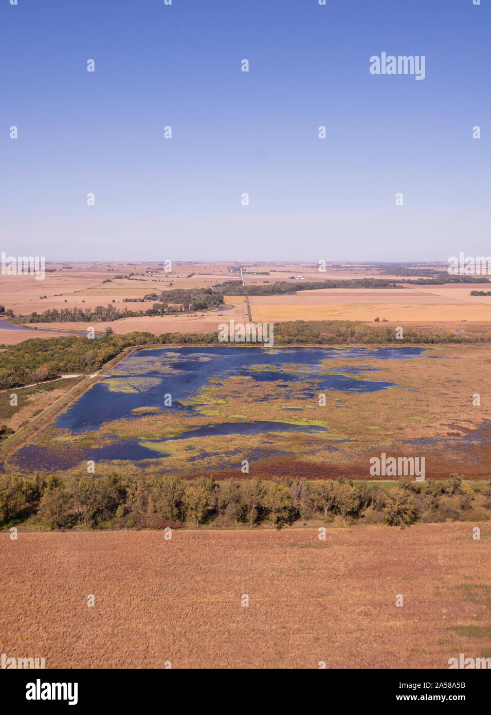 Aerial photograph of Willow Slough and rural farmland in Mills County ...