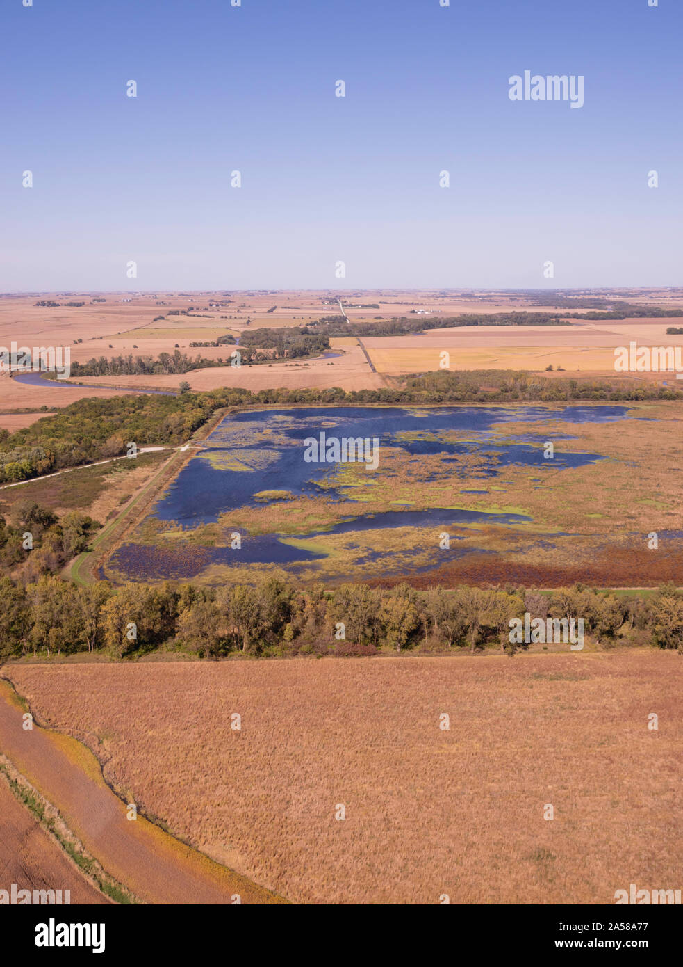 Aerial photograph of Willow Slough and rural farmland in Mills County ...
