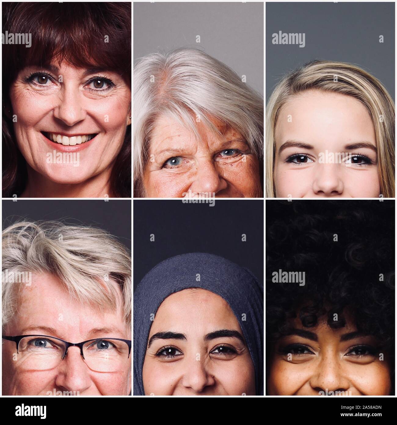 Group of six beautiful Multiracial power women together Stock Photo - Alamy
