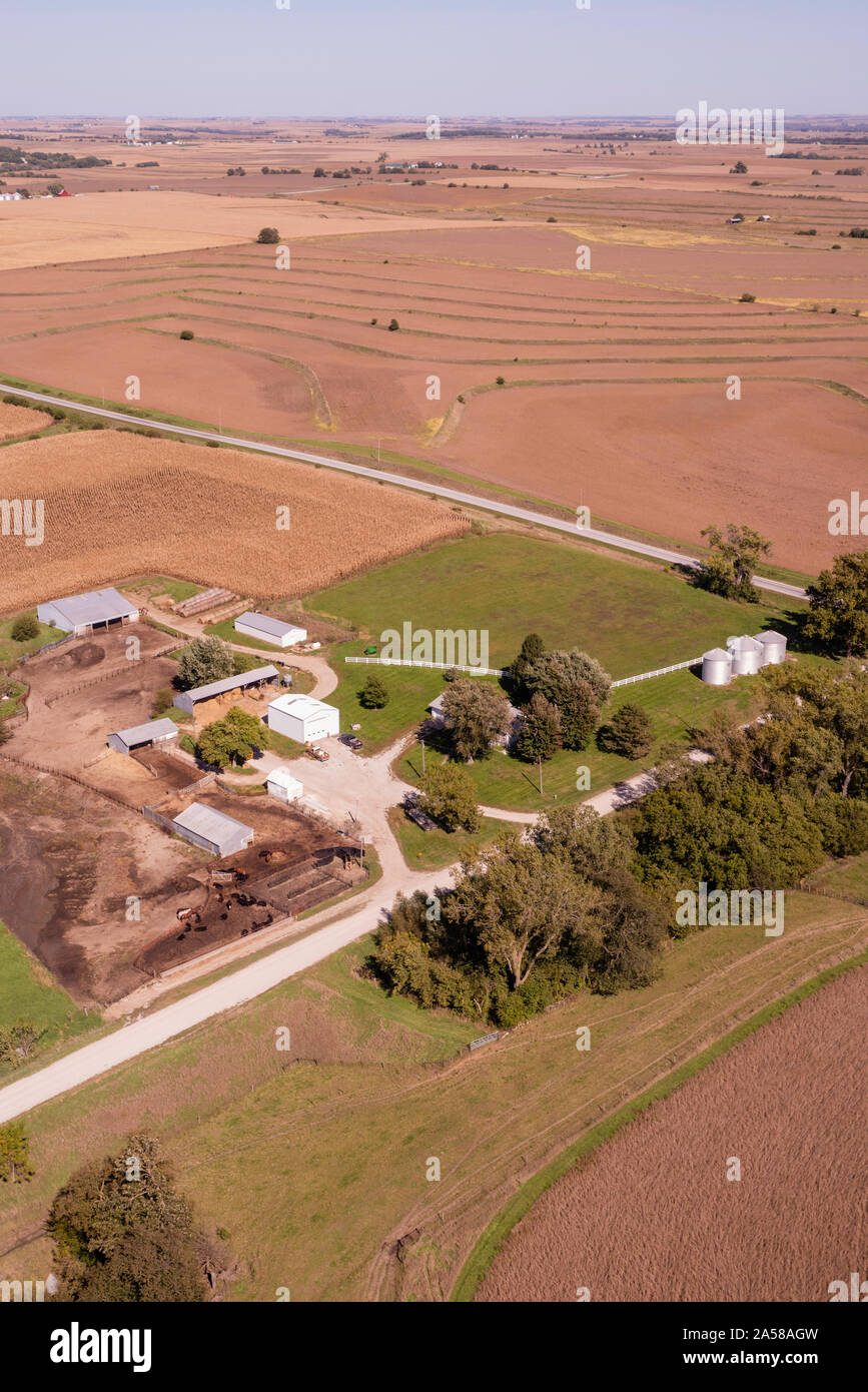 Aerial photograph of rural farmland in Mills County, Iowa, USA Stock ...