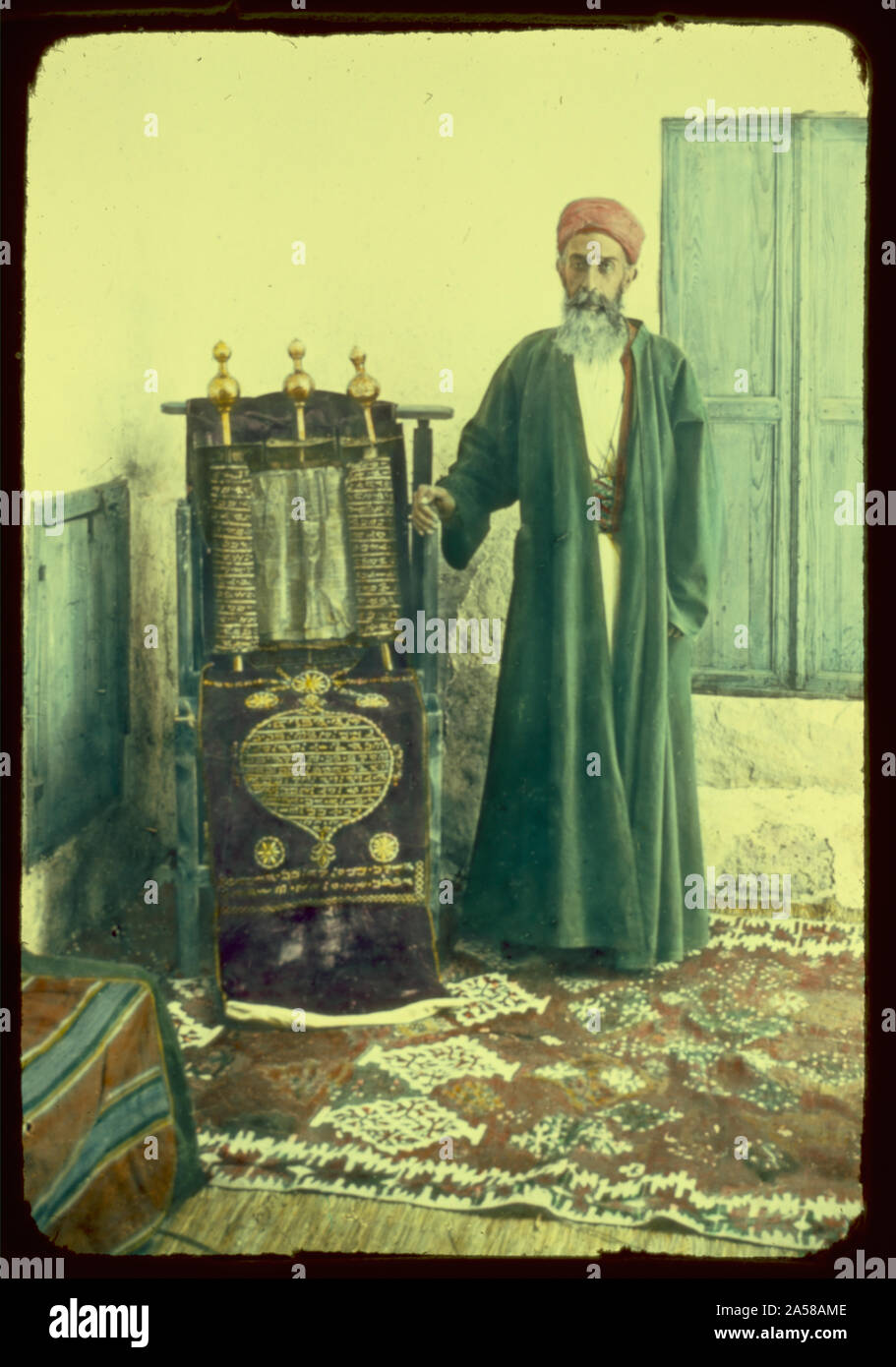 Types and character, etc. Samaritan High Priest and ancient scroll ...