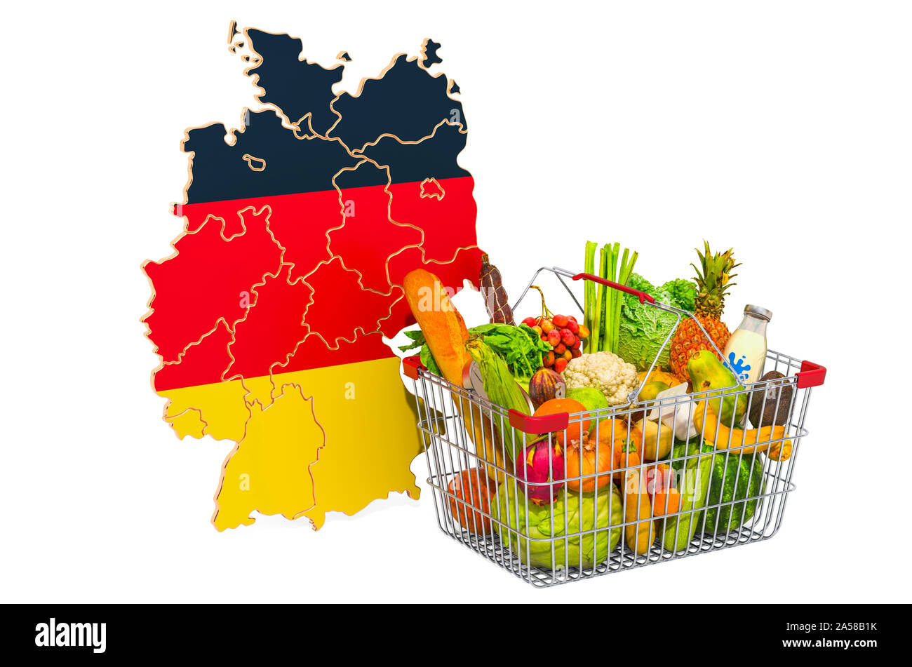 Purchasing power and market basket in Germany concept. Shopping basket ...