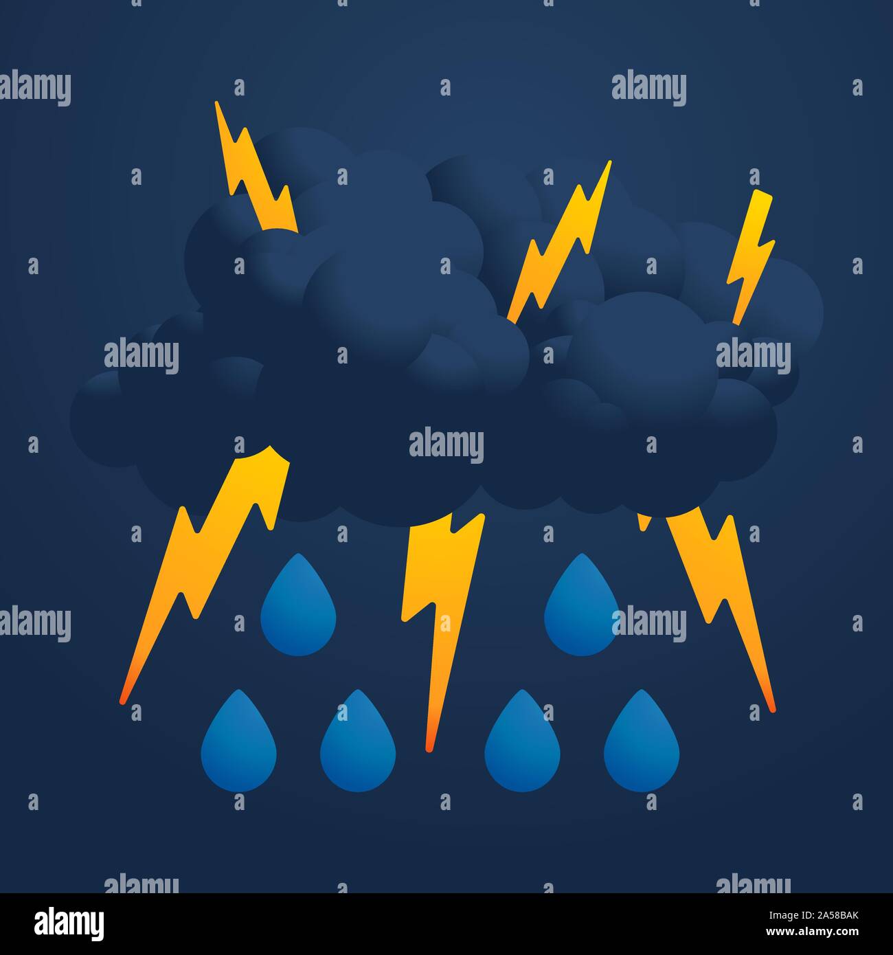 Vector illustration of cool single weather icon with cloud, heavy fall ...