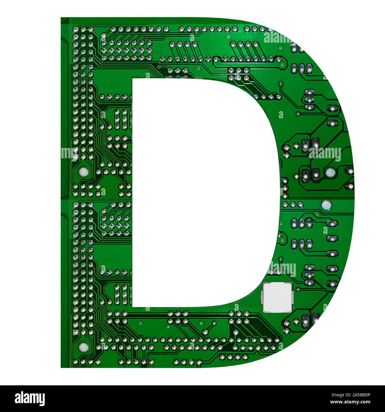 Letter D, Alphabet in circuit board style. Digital hi-tech letter ...