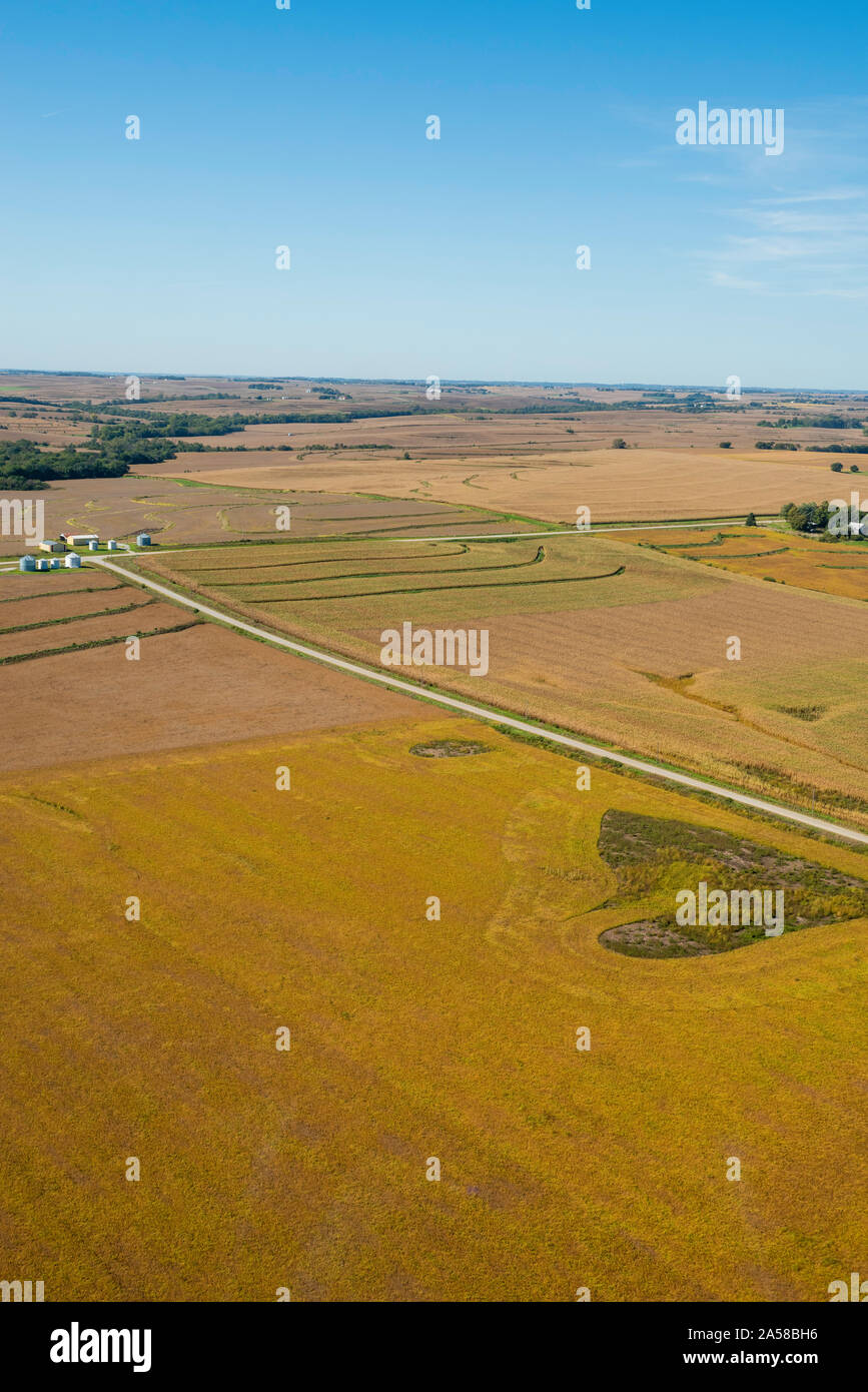 Aerial photograph of rural farmland in Mills County, Iowa, USA Stock ...