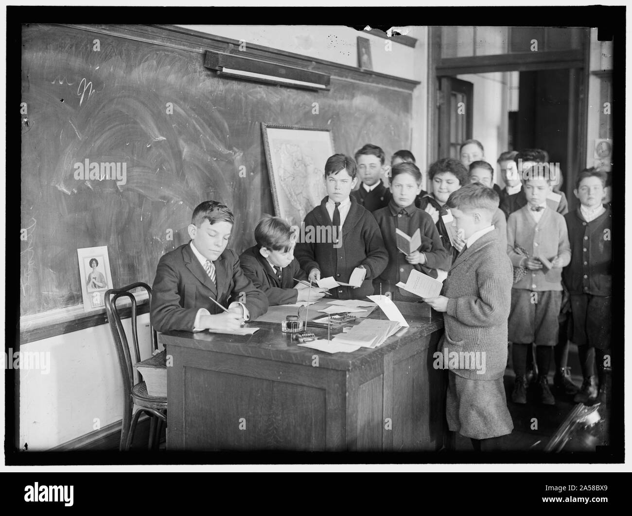 School classroom furniture Black and White Stock Photos & Images - Alamy