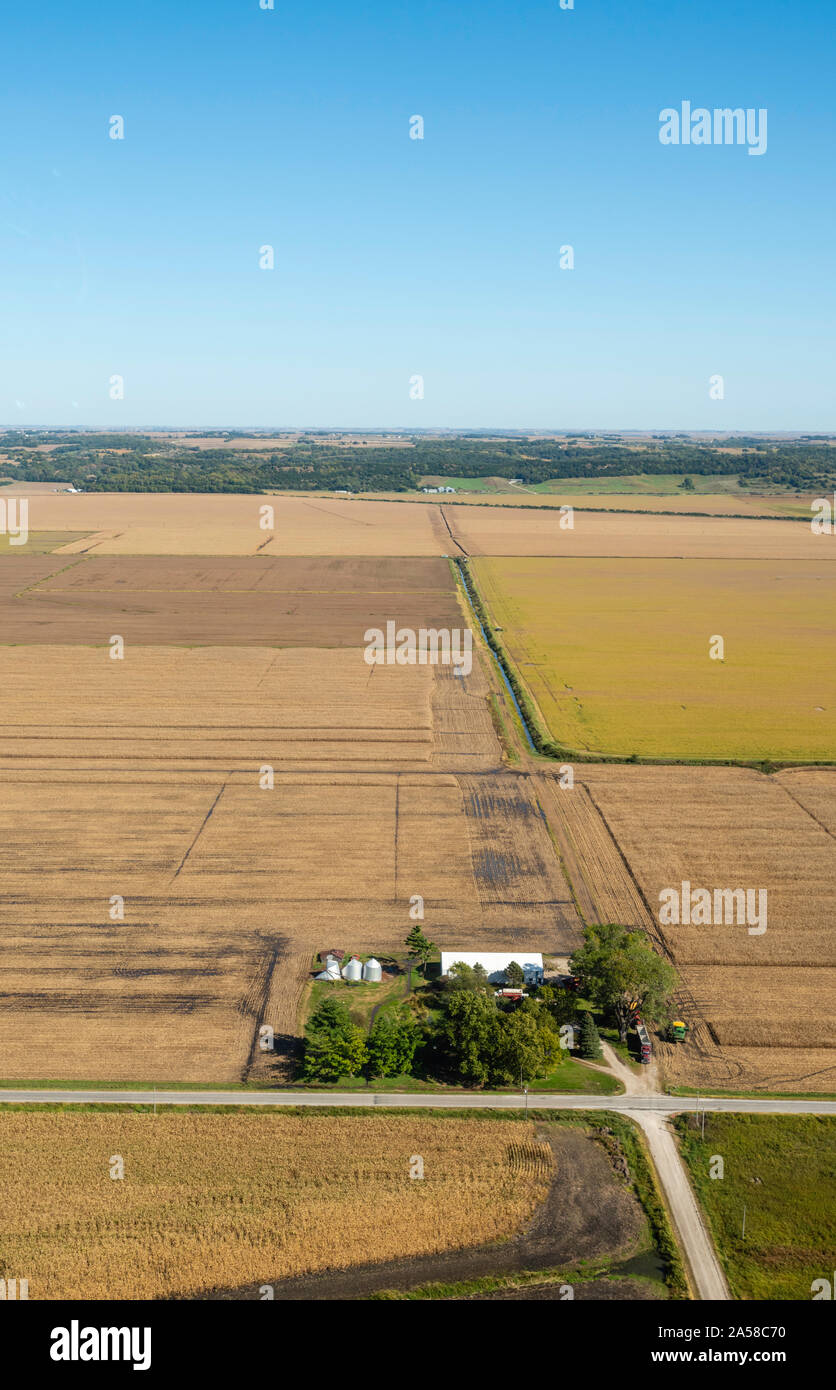 Aerial photograph of rural farmland in Mills County, Iowa, USA Stock ...