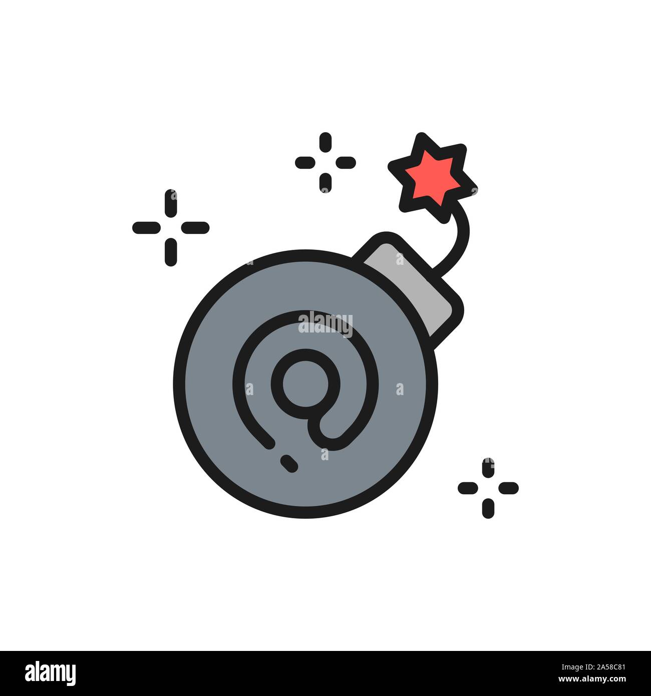 Email bomb, computer virus flat color line icon Stock Vector Image ...