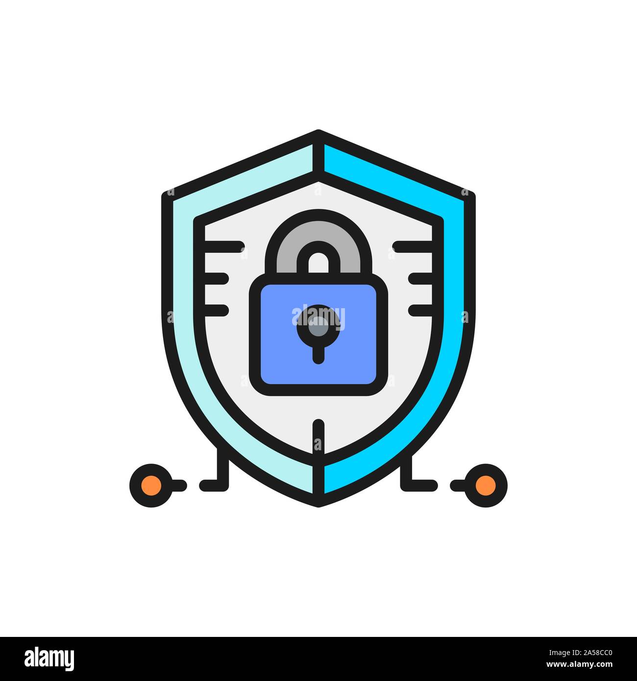 Antivirus, data protection, cyber security flat color line icon Stock ...