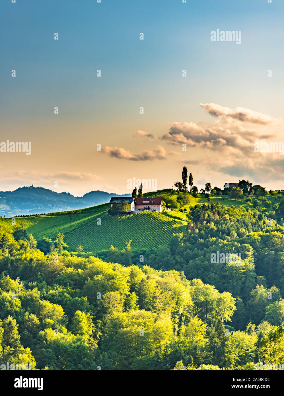 View from famous wine street in south styria, Austria on tuscany like ...