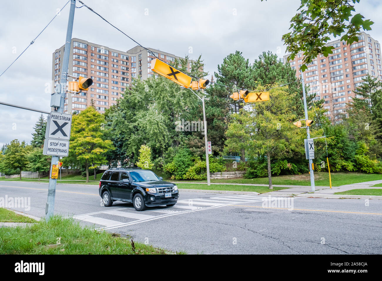 canada pedestrian crossing in residential neighbourhood Stock Photo - Alamy