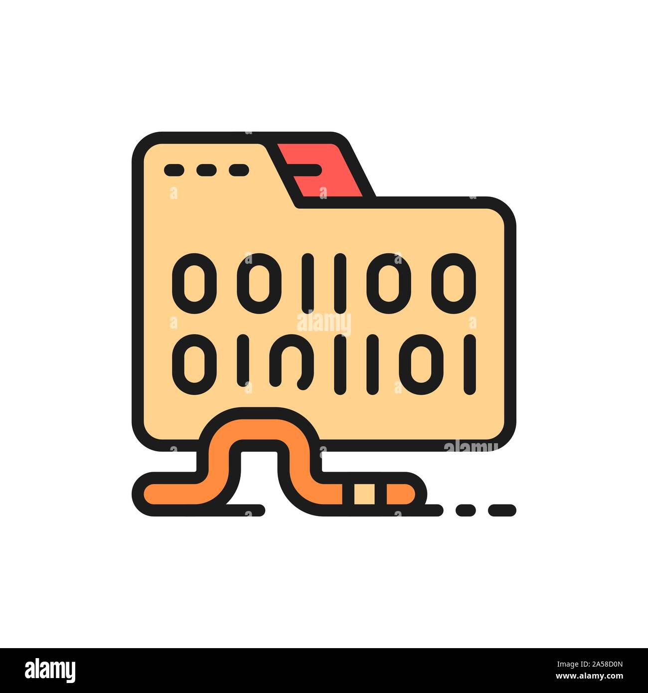 Folder virus, computer worm flat color line icon Stock Vector Image ...