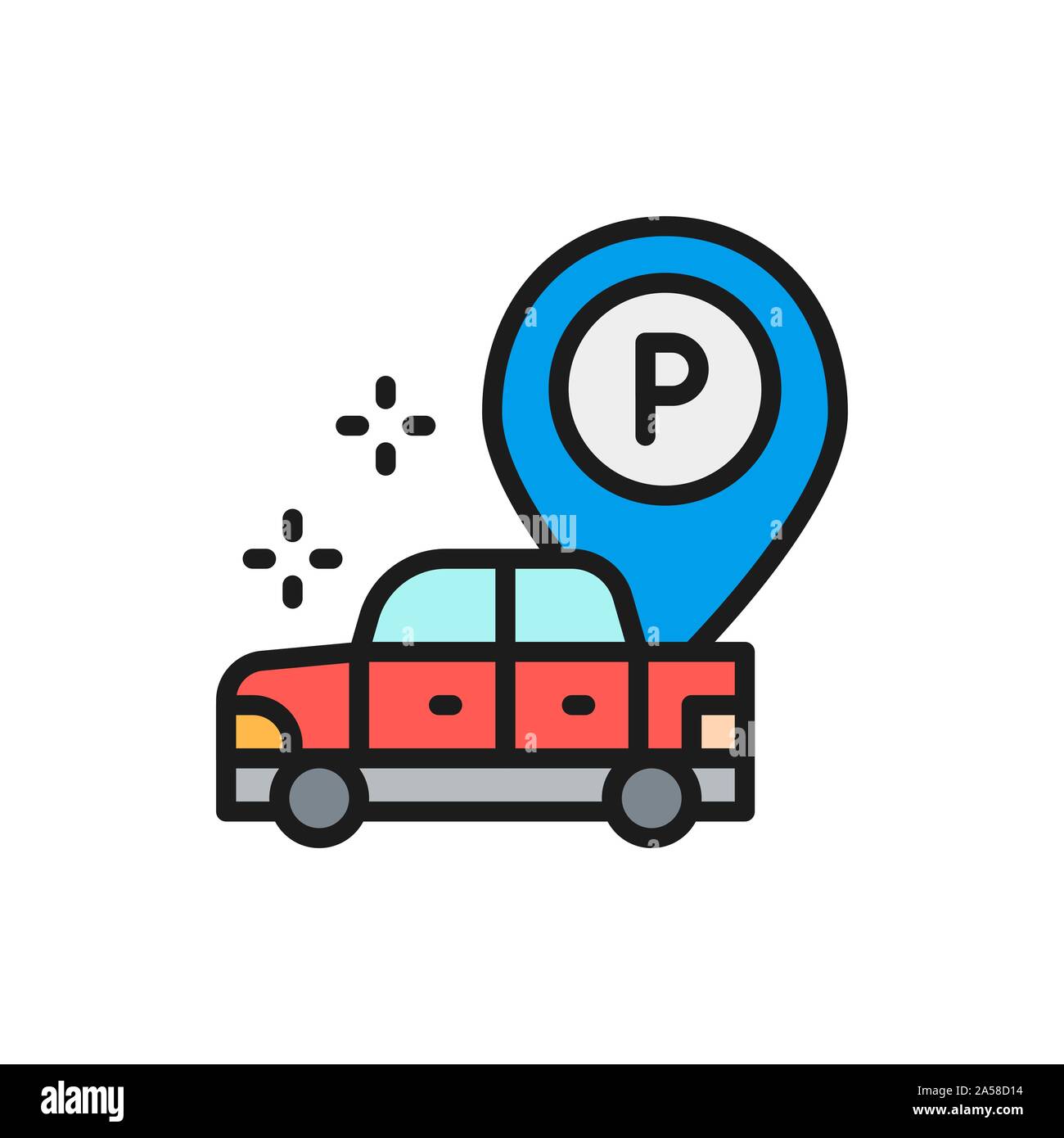 Parking place flat linear Stock Vector Images - Alamy