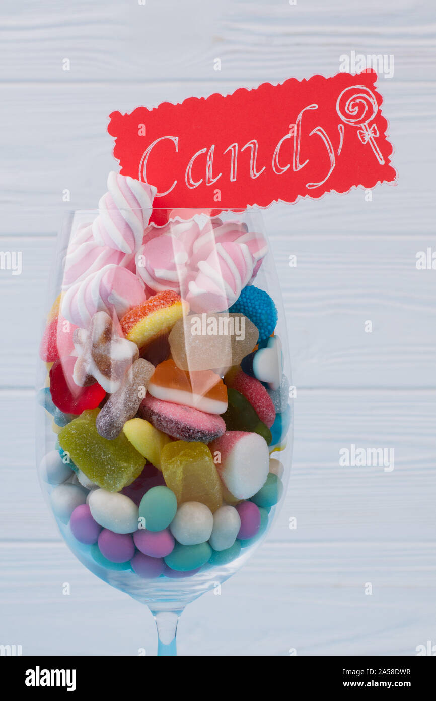 Colorful candies in goblet Stock Photo - Alamy