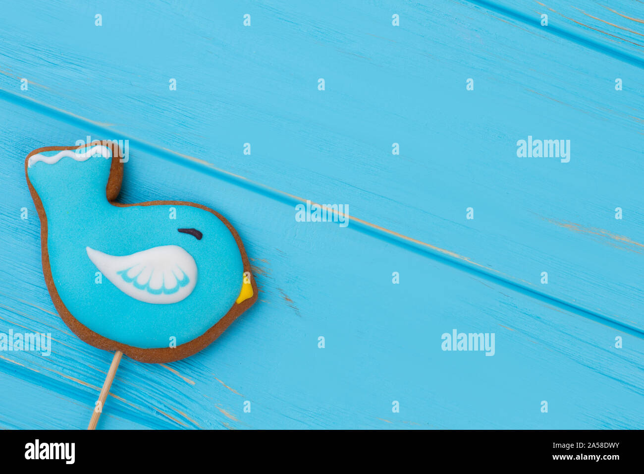 Blue bird shaped biscuit Stock Photo - Alamy