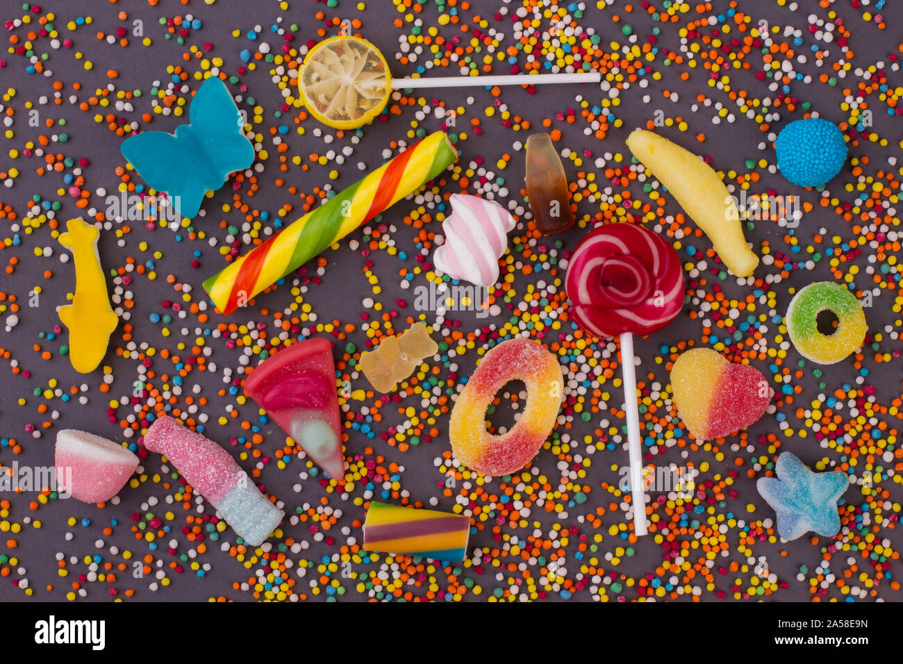 Colored candies, sweets and lollipops Stock Photo - Alamy