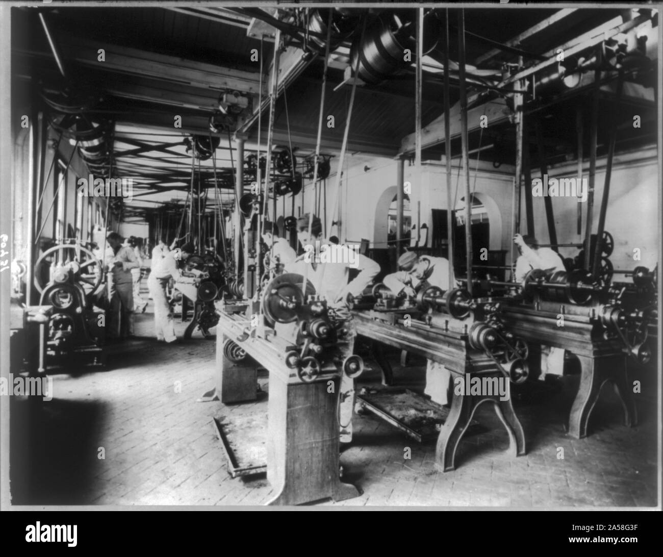 U.S. Naval Academy, Annapolis: [cadets working] in the machine shop ...