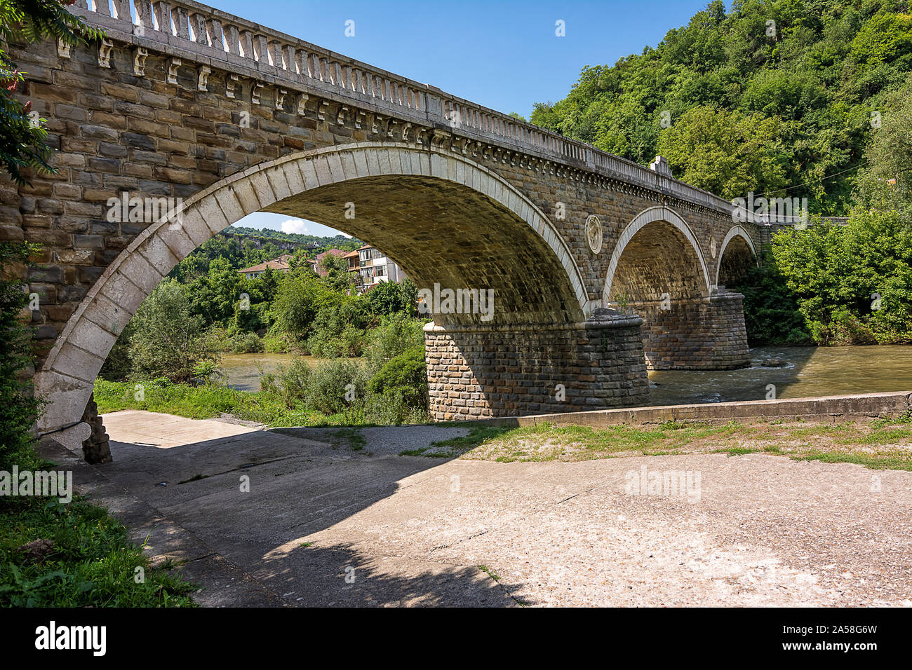 View of the bridge over yantra river in Veliko Tarnovo (Bulgaria Stock ...