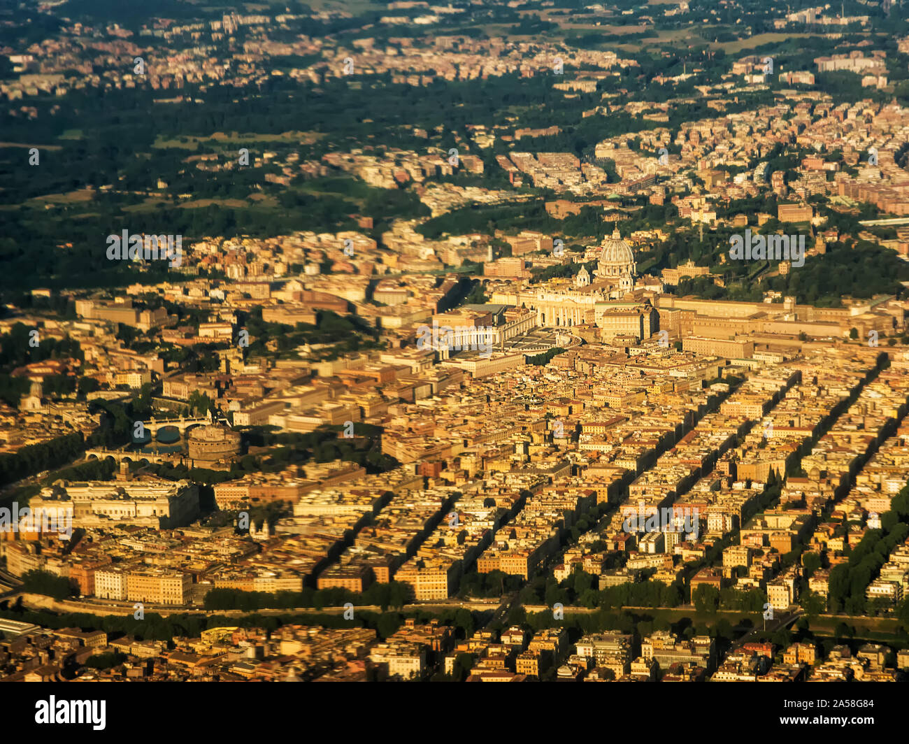 Top view of the Rome area with the Vatican and St. Peter's Stock Photo ...