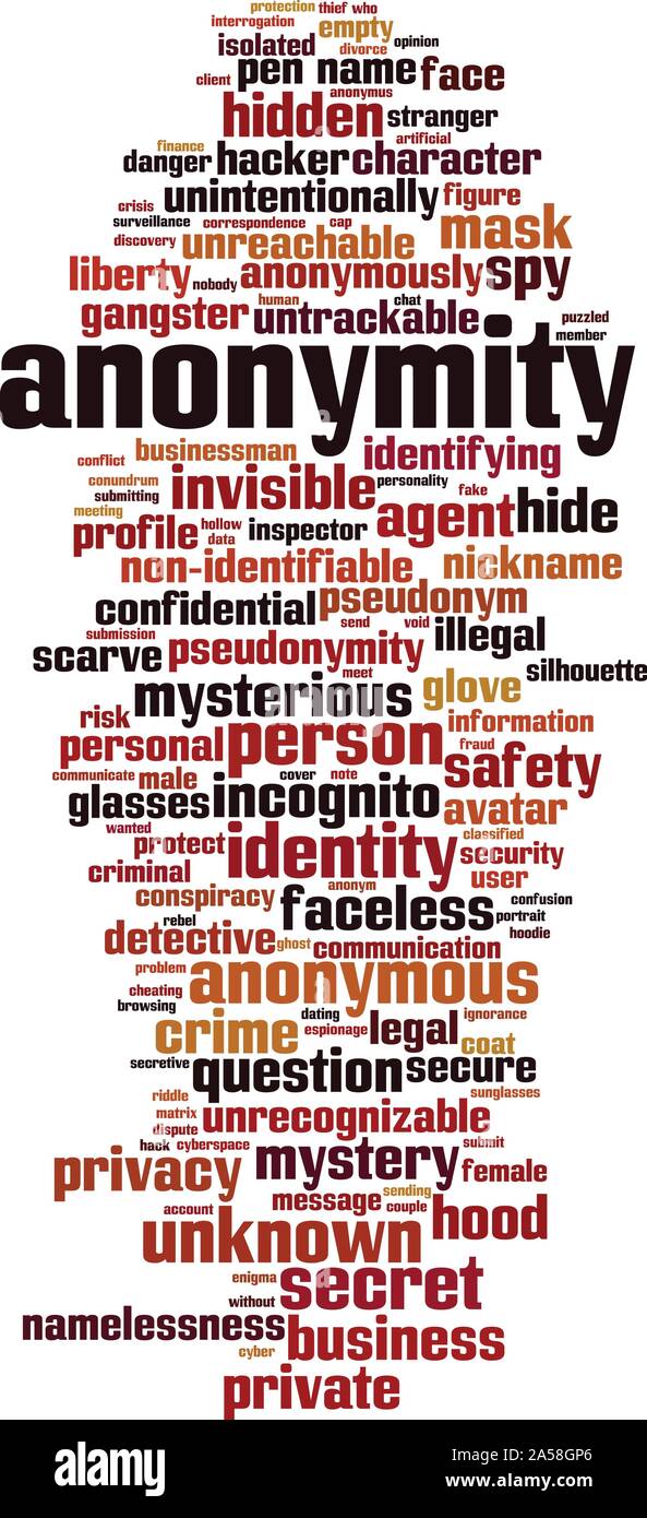 Anonymity word cloud concept. Collage made of words about anonymity ...
