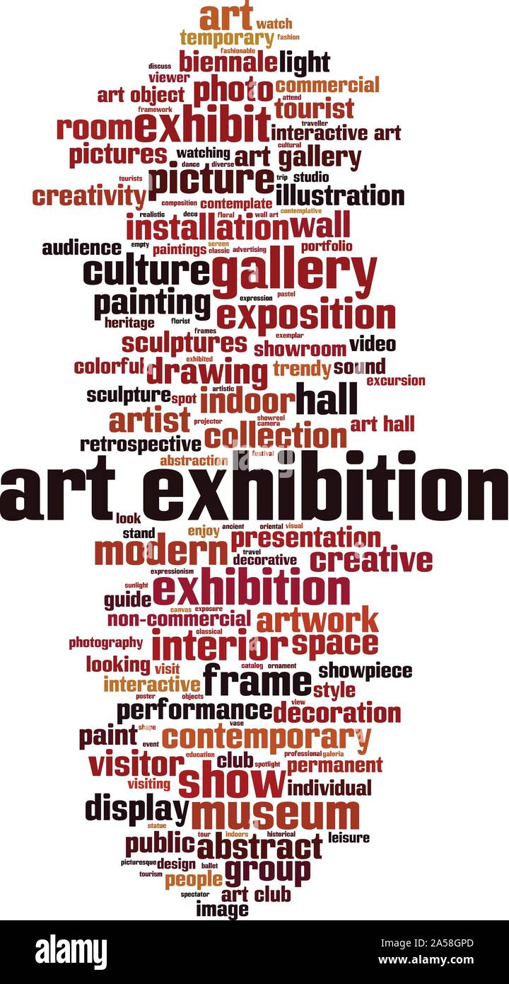 Art exhibition word cloud concept. Collage made of words about applied ...