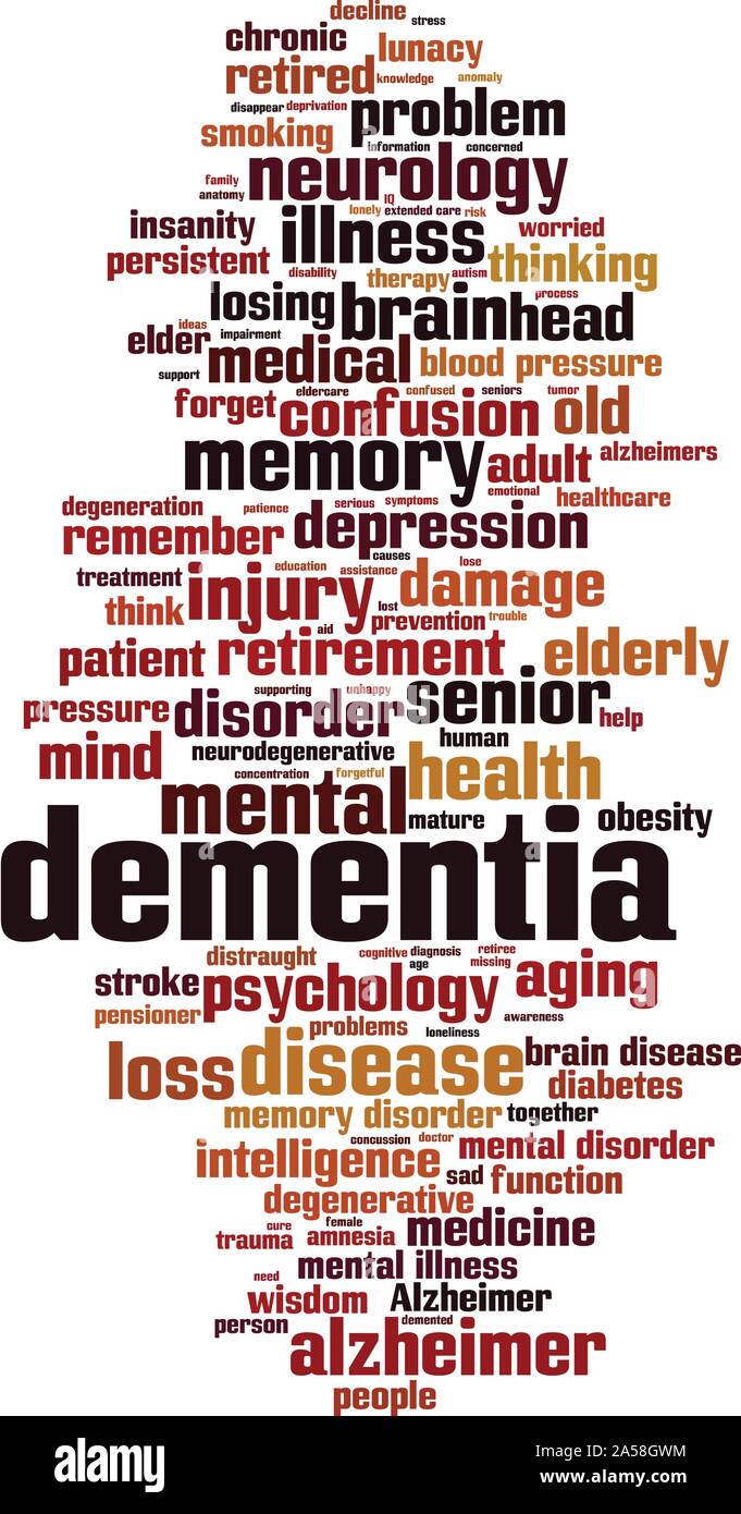 Dementia word cloud concept. Collage made of words about dementia ...