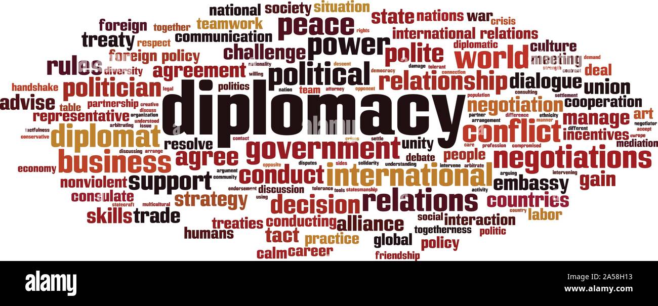 Diplomacy word cloud concept. Collage made of words about diplomacy ...