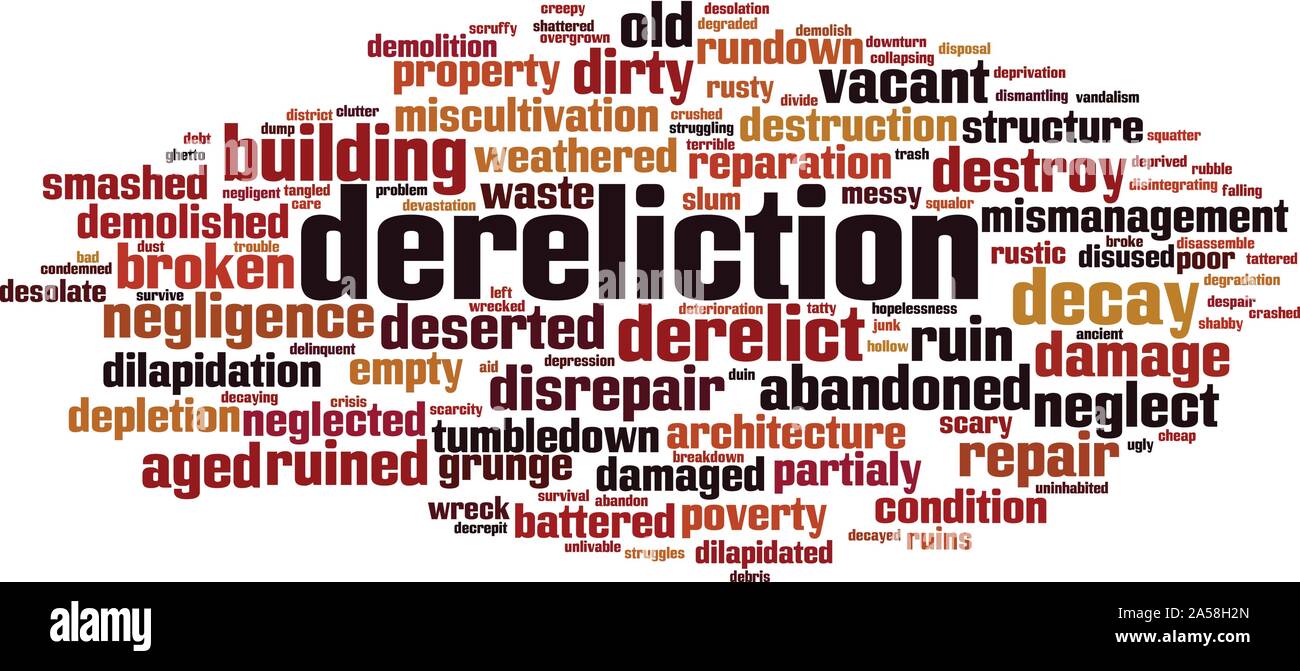 Dereliction word cloud concept. Collage made of words about dereliction ...
