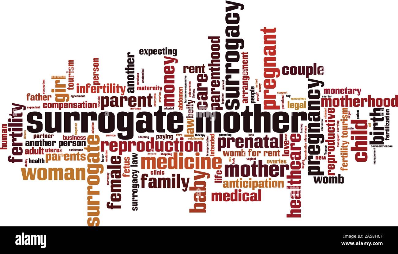 Surrogate mother word cloud concept. Collage made of words about ...