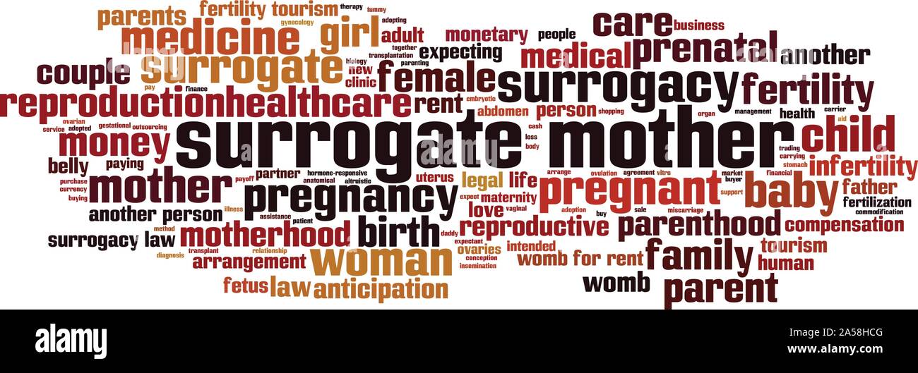 Surrogate mother word cloud concept. Collage made of words about ...