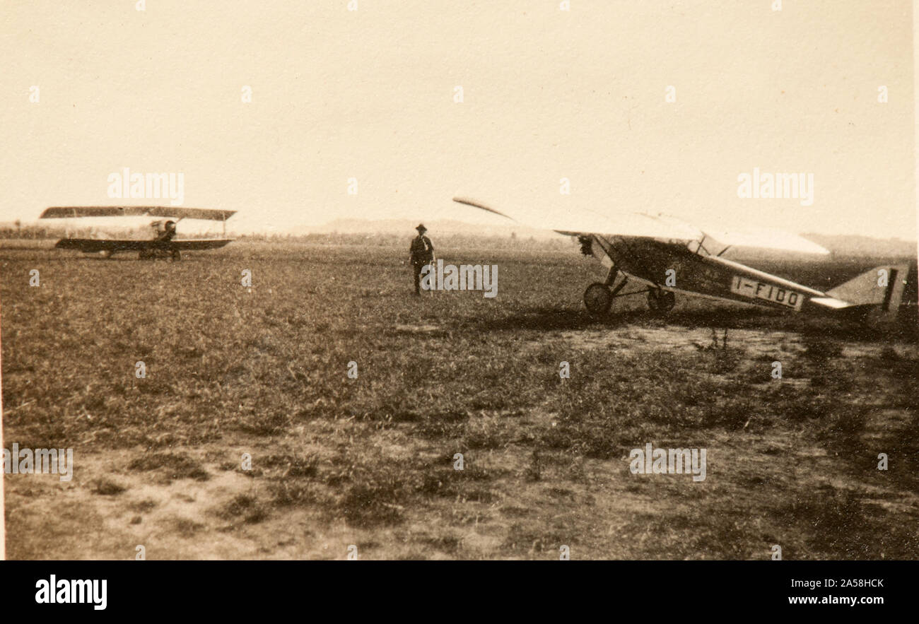 Two airplanes in a not identified airfield in Italy (probably Taliedo ...