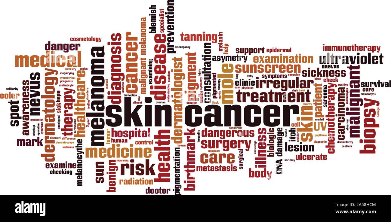 Skin cancer word cloud concept. Collage made of words about skin cancer ...